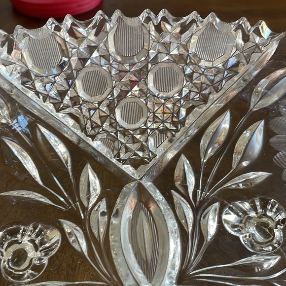 Vintage | Accents | Vintage Cut Glass Footed Bowl Daisy Pattern | Poshmark